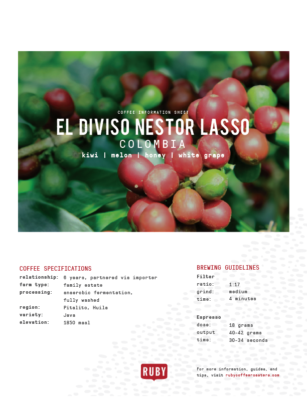 Colombia El Diviso Nestor Lasso – Ruby Coffee Roasters